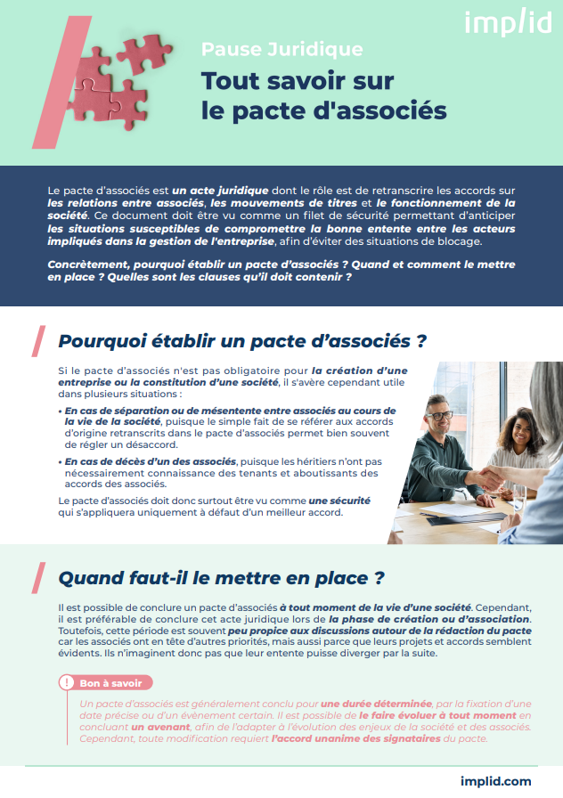 Tout savoir sur le pacte d'associés | implid